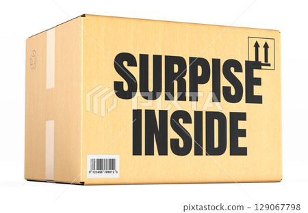Surprise Inside, cardboard package box parcel....-插圖素材 [129067798 ...
