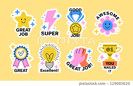 Motivational stickers. Good job icon. School... - Stock Illustration ...