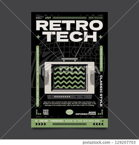 Vintage Tech Graphic Design Flat Poster-插圖素材 [129207703] - PIXTA圖庫