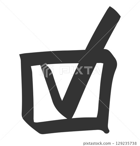 Tick mark in square frame handwritten with... - Stock Illustration ...