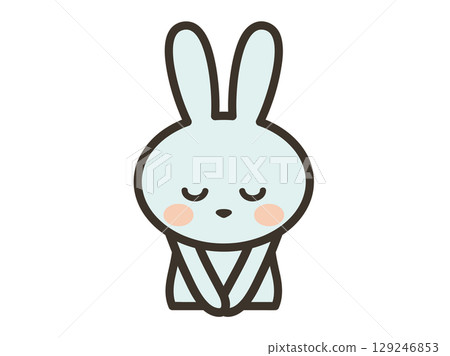 Illustration of a cute rabbit bowing its head... - Stock Illustration ...