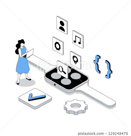 App development 3d isometric concept with... - Stock Illustration ...