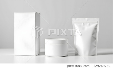 White Blank Product Packaging Mockup Set on a... - Stock Illustration ...