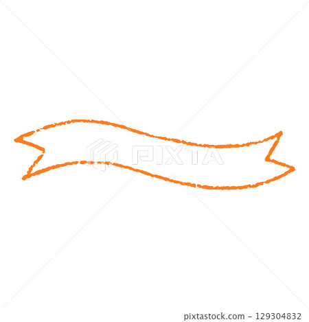 Crayon sketch ribbon orange outline banner,... - Stock Illustration ...