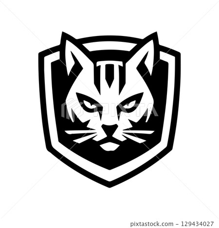 Cat head. Cat emblem. Modern style kitty sign.... - Stock Illustration ...