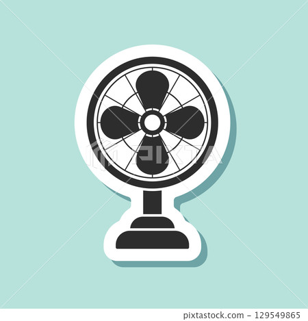 Electric fan sticker icon in flat style.... - Stock Illustration ...