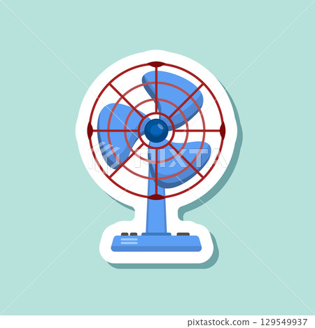 Electric fan sticker icon in flat style.... - Stock Illustration ...