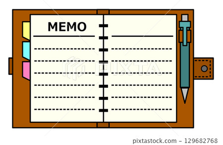 Illustration of memo paper and writing utensils... - Stock Illustration ...