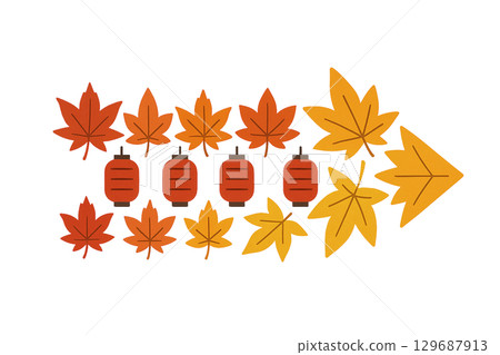 Autumn Festival Arrow Autumn Leaves Lantern... - Stock Illustration ...