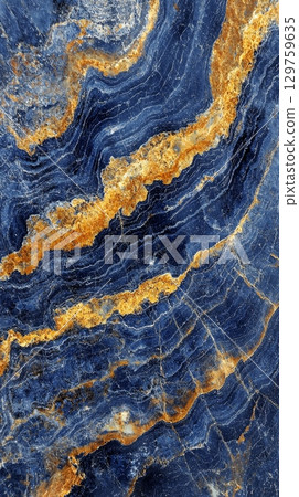 A Stunning Rich Blue and Gold Marble Pattern...-插圖素材 [129759635] - PIXTA圖庫