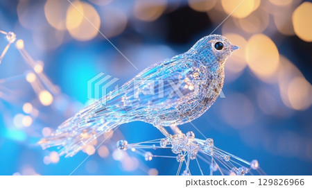 Digital bird with translucent wings and...-插圖素材 [129826966] - PIXTA圖庫