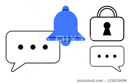 Notification bell above chat bubbles and... - Stock Illustration ...