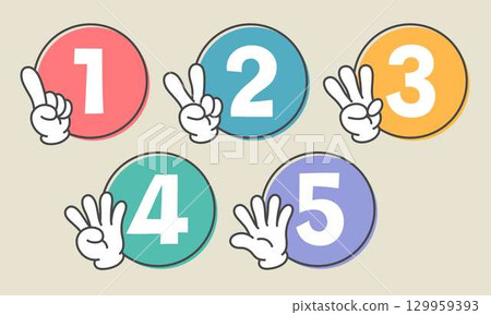Number count sign 12345 with hand fingers - Stock Illustration ...