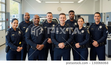 Diverse Police Officers Standing Together in... - Stock Illustration ...
