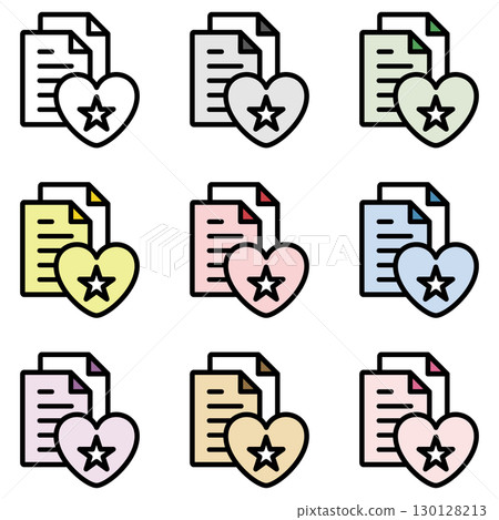 Illustration icon material set: Heart document... - Stock Illustration ...