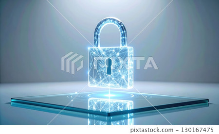 Futuristic digital lock icon with glowing...-插圖素材 [130167475] - PIXTA圖庫