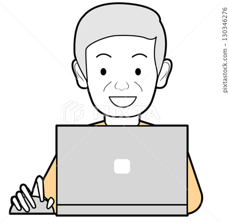Senior man operating a computer - Stock Illustration [130346276] - PIXTA