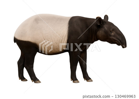 Malayan Tapir Side View, Photorealistic Full... - Stock Illustration ...