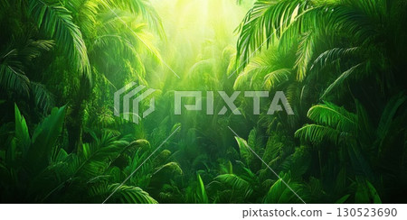 Lush Tropical Jungle Path.-插圖素材 [130523690] - PIXTA圖庫