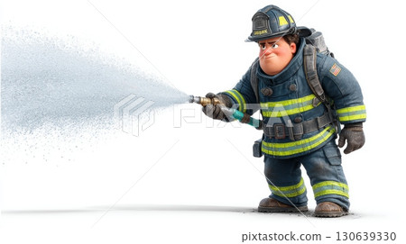 Animated Firefighter Character Spraying Water...-插圖素材 [130639330] - PIXTA圖庫