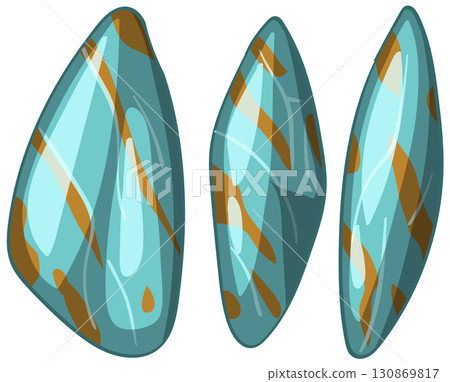 Three Polished Turquoise Stones with Brown Veins-插圖素材 [130869817] - PIXTA圖庫