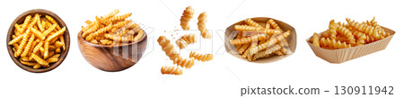 Crinkle cut wavy potato french fries fry, many...-插圖素材 [130911942 ...