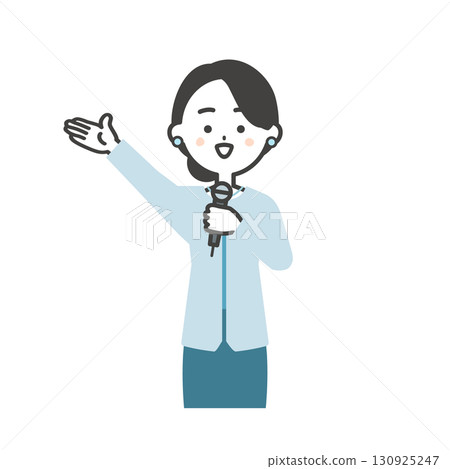 Illustration of a female event host pointing... - Stock Illustration ...