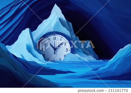 Layered paper cut scene of melting iceberg with...-插圖素材 [131101778 ...