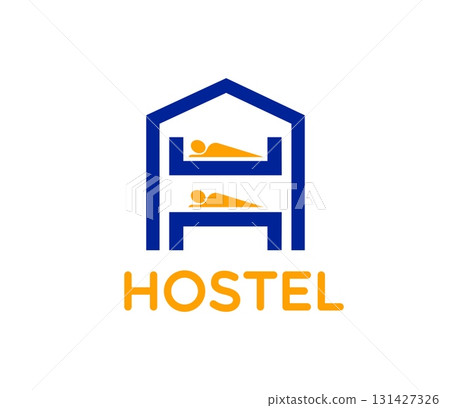 Hostel hotel icon or emblem with a blue outline... - Stock Illustration ...
