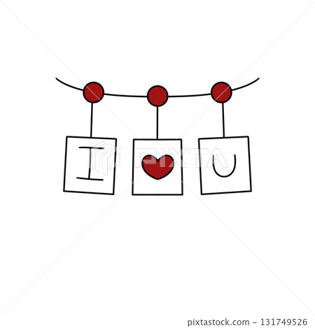 A red heart is written on a white background... - Stock Illustration ...