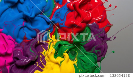 Splashes of thick colorful paint colliding in a... - Stock Illustration ...