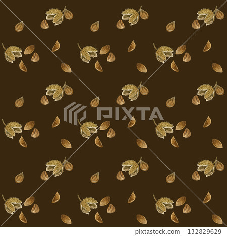 Beech nut seamless pattern Autumn plant... - Stock Illustration ...