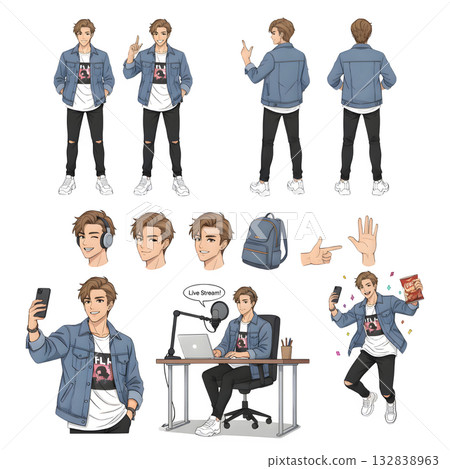 Set of Influencer men character. illustration...-插圖素材 [132838963] - PIXTA圖庫