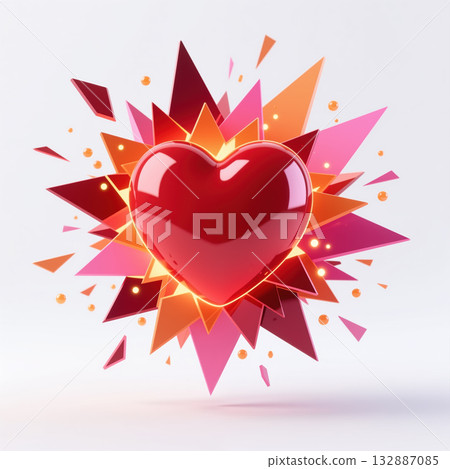 Shining red heart surrounded by vibrant... - Stock Illustration ...