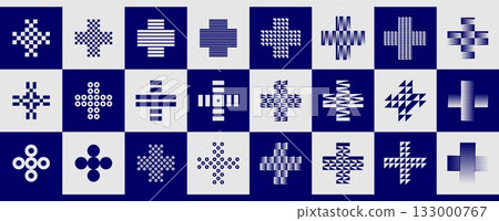 Decorative abstract health plus logo design set - Stock Illustration ...
