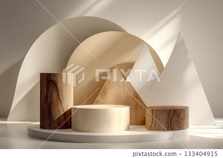 Geometric Wooden Forms. Wooden geometric shapes...-插圖素材 [133404915 ...