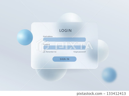 Minimalistic frosted glass login interface with... - Stock Illustration ...