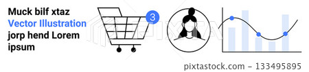 Shopping cart with item count, user profile... - Stock Illustration ...