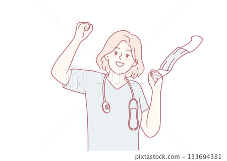 Smiling doctor take off face mask - Stock Illustration [133694381] - PIXTA