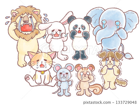 Illustrations of crying animals_Crying cute... - Stock Illustration ...