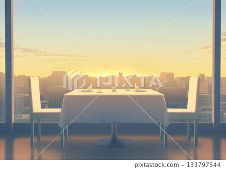 Restaurant with a view - Background... - Stock Illustration [133797544 ...