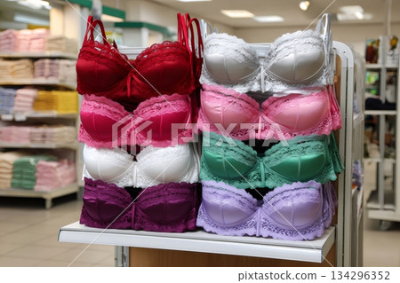 Colorful lace bras display in retail store-插圖素材 [134296352] - PIXTA圖庫