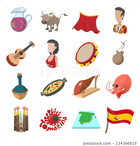 Spain icons cartoon-插圖素材 [134366018] - PIXTA圖庫
