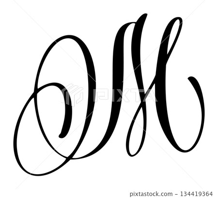 Hand drawn vector calligraphy letter M. Script...-插圖素材 [134419364 ...