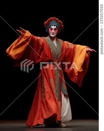 Peking opera performer presenting traditional... - Stock Illustration ...