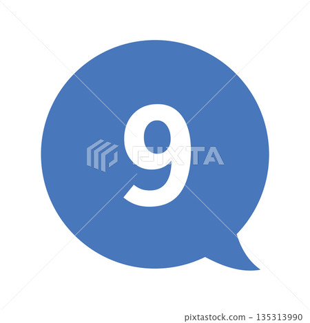 Number mark "9" in speech bubble, white text,... - Stock Illustration ...