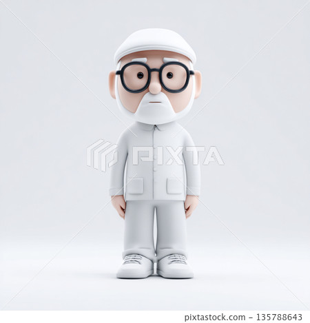 Friendly 3D Elderly Man Cartoon Character - Stock Illustration ...