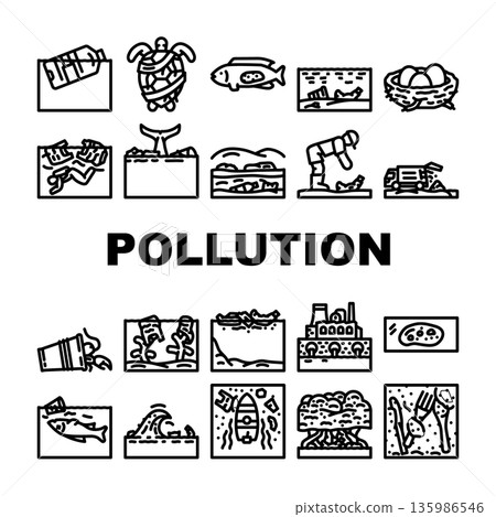 Environmental pollution causing harm to nature... - Stock Illustration ...