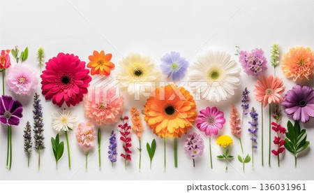 Spring flowers arranged in a variety of colors... - Stock Illustration ...